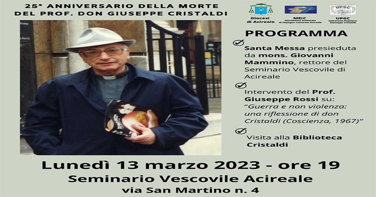 13 MARZO. 25 ANNI DELLA MORTE DEL PROF DON CRISTALDI - Diocesi di Acireale